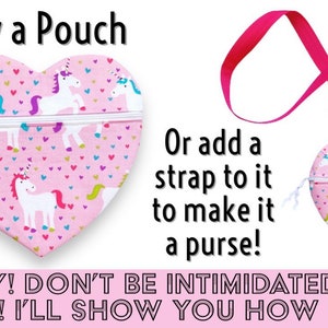Zippered Heart Pouch or Purse Sewing Pattern & VIDEO Tutorial ...