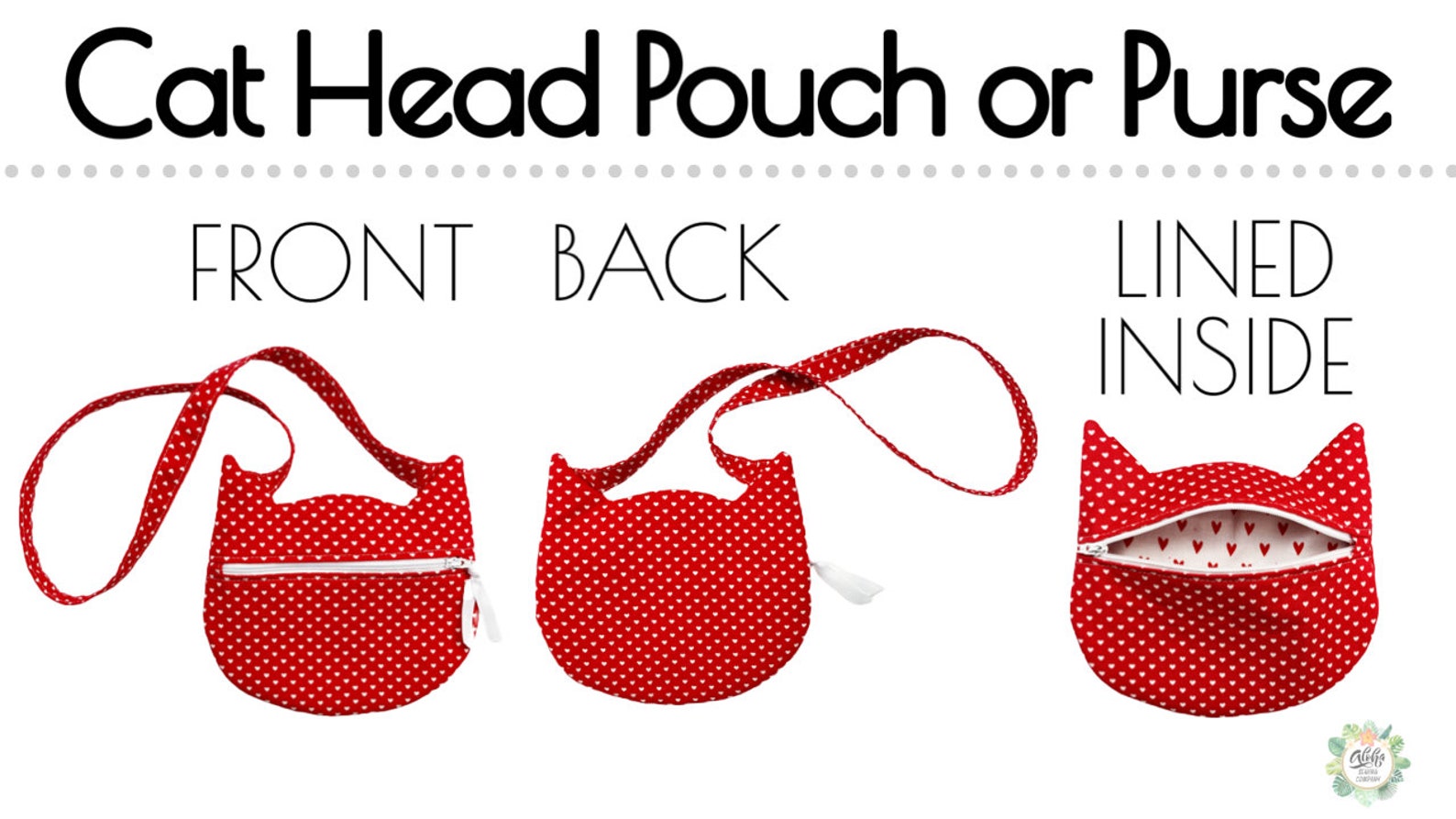 EASY Zippered Cat Purse Sewing Pattern & Video Tutorial | Printable PDF ...