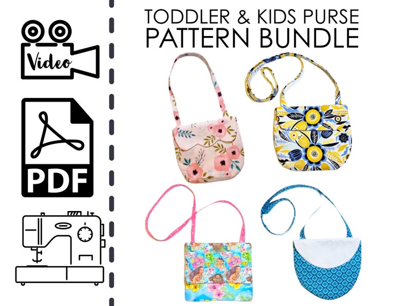 Toddler & Kids Purse Bundle Sewing Pattern and VIDEO Tutorial - Etsy