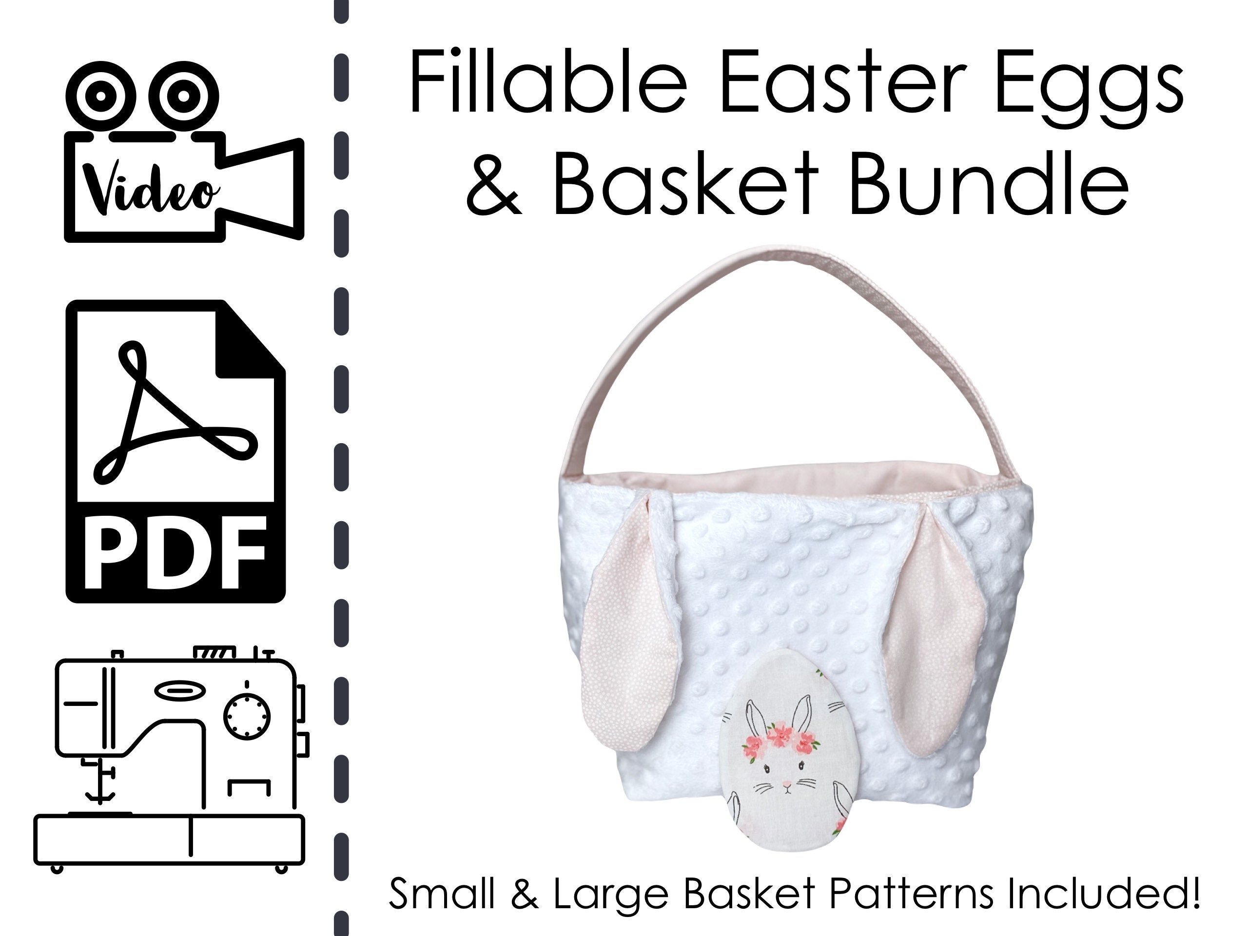 EASY Easter Basket and Fillable Fabric Easter Eggs Bundle | Etsy
