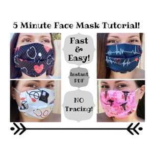 5 SIZES Beginner Pattern - Easy Face Mask - Tutorial - Quick - Toddler ...