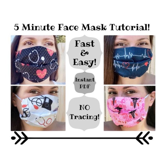 5 SIZES Beginner Pattern Easy Face Mask Tutorial Quick - Etsy