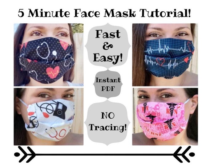 5 SIZES Beginner Pattern Easy Face Mask Tutorial Quick - Etsy