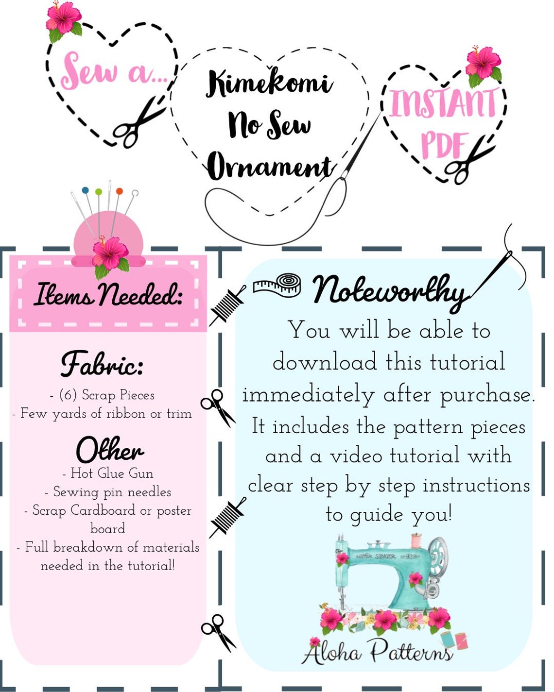 EASY No Sew Ornament Tutorial - Kimekomi | Sew | Pattern | Easy DIY ...