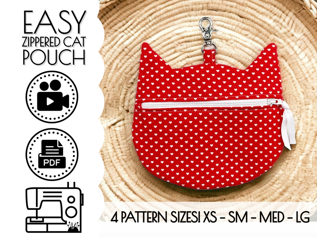 EASY Zipper Cat Pouch Sewing Pattern & Video Tutorial | Printable PDF ...