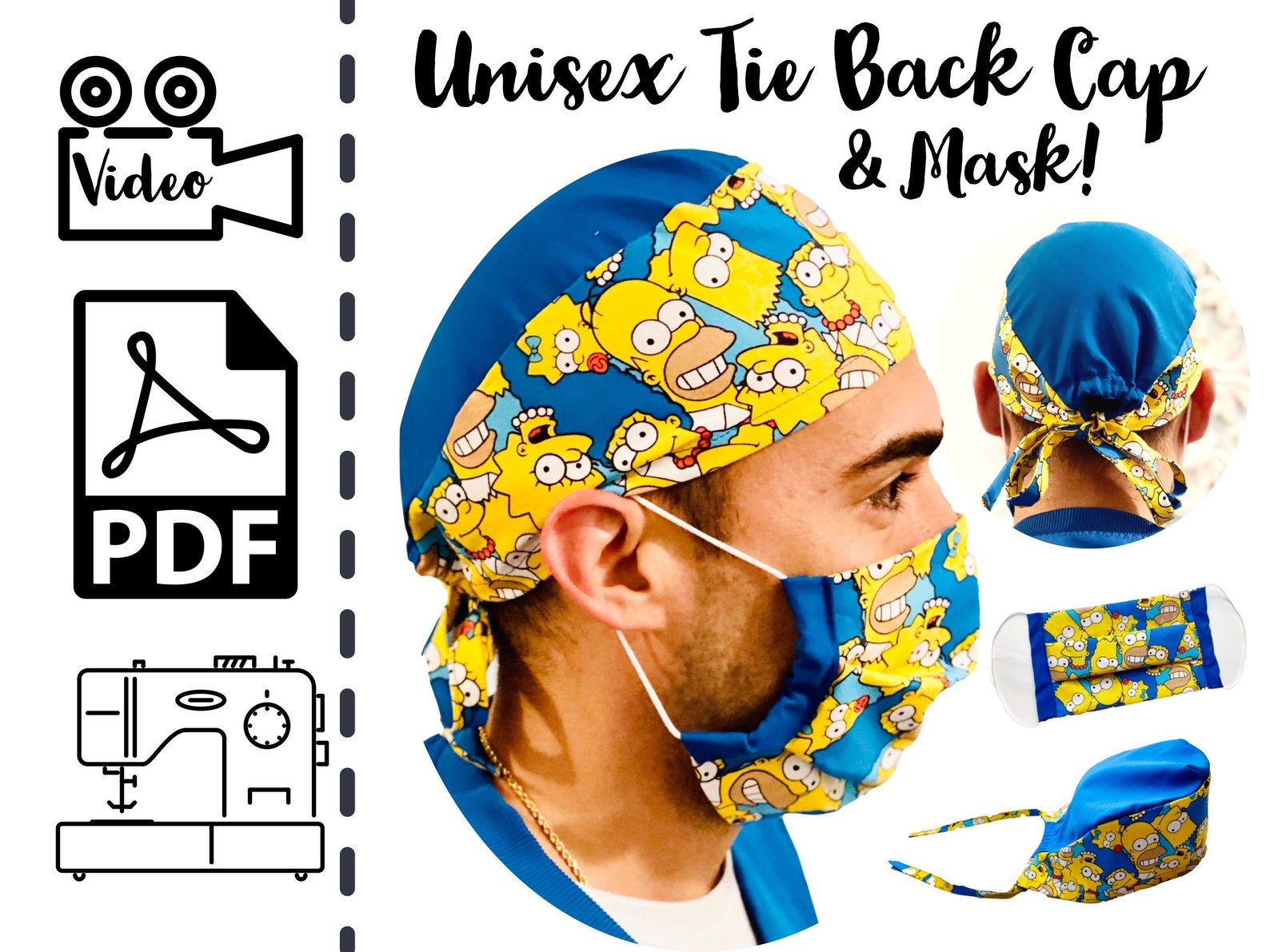 EASY Unisex Tie Back Scrub Cap Sewing Tutorial | Sew | Pattern | Easy ...