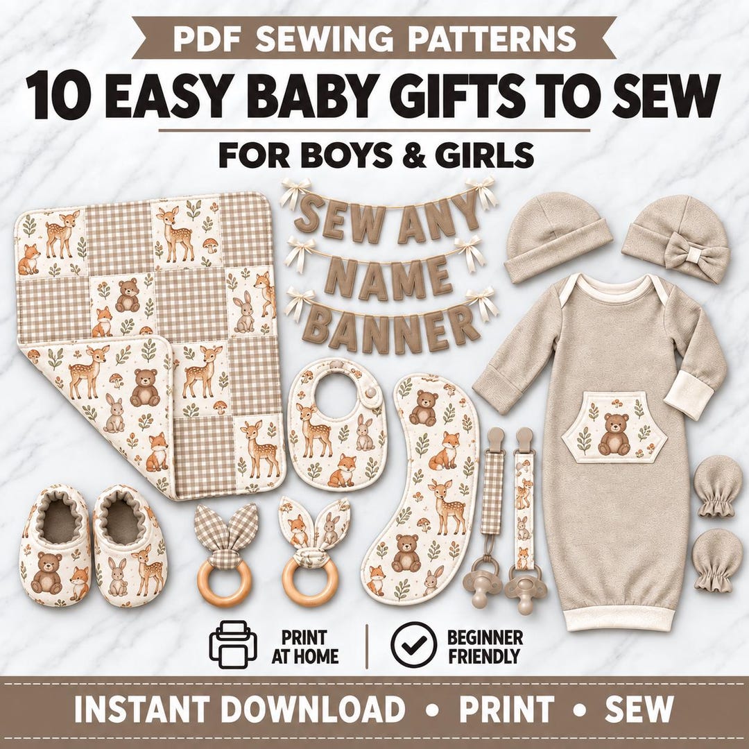 10 EASY Gifts to sew for Babies | PDF Sewing Pattern Bundle | Baby Boy ...