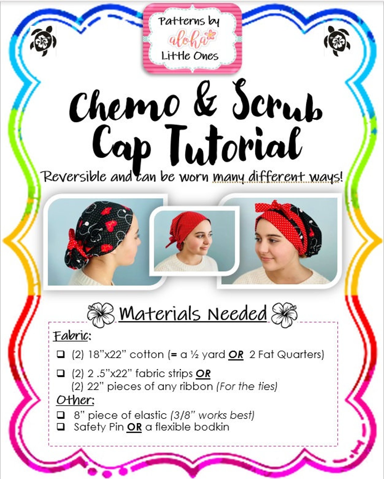 Learn to Sew a Bouffant Scrub Cap - Chemo - Nurse Hat - Surgical ...
