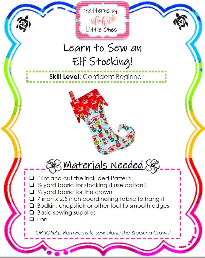 Learn to Sew an Elf Stocking PDF Beginners EASY - Etsy