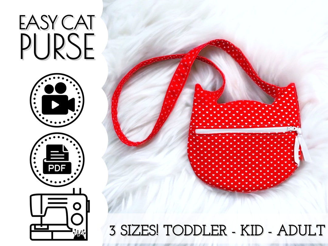 EASY Zippered Cat Purse Sewing Pattern & Video Tutorial | Printable PDF ...