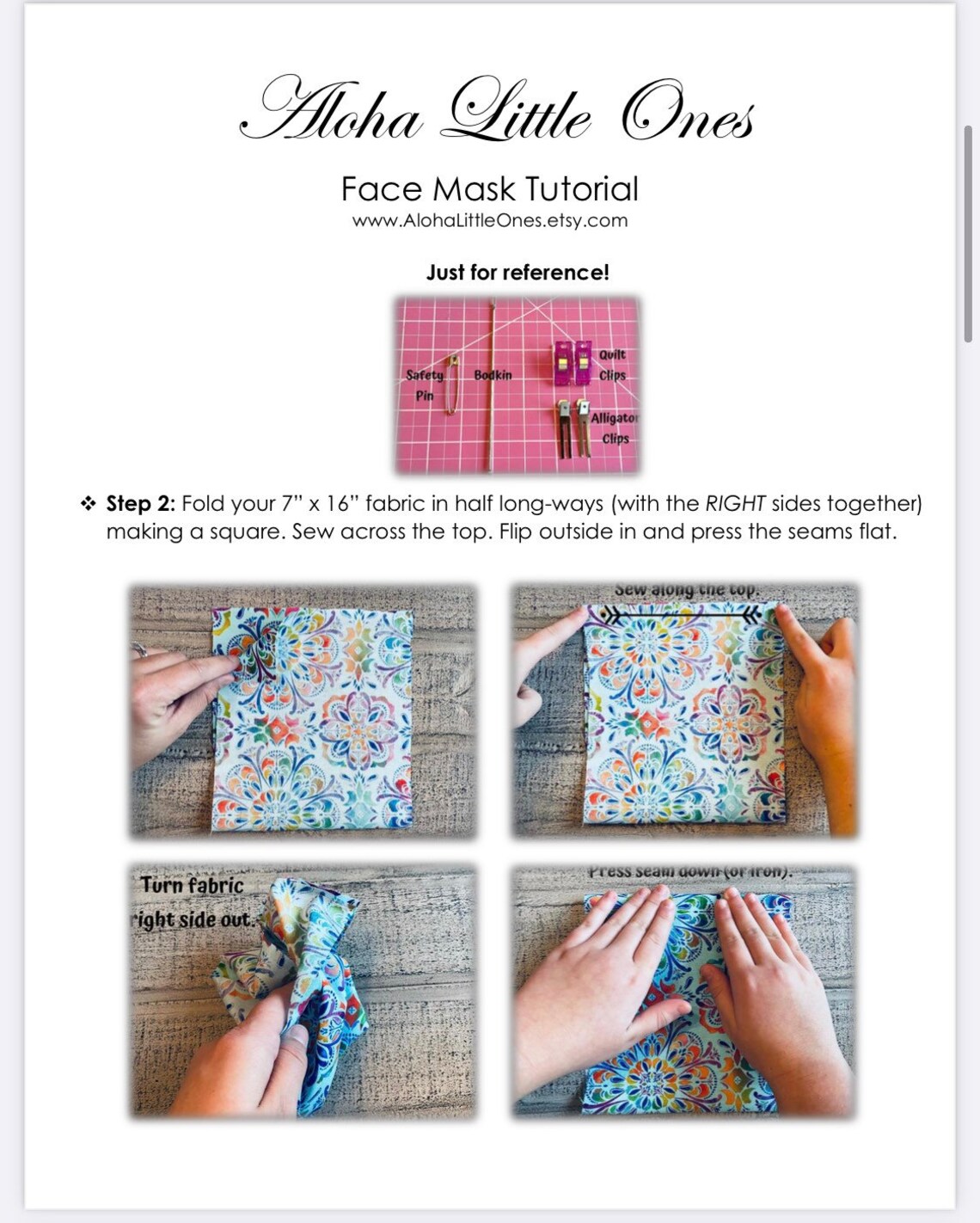 5 SIZES Beginner Pattern Easy Face Mask Tutorial Quick - Etsy