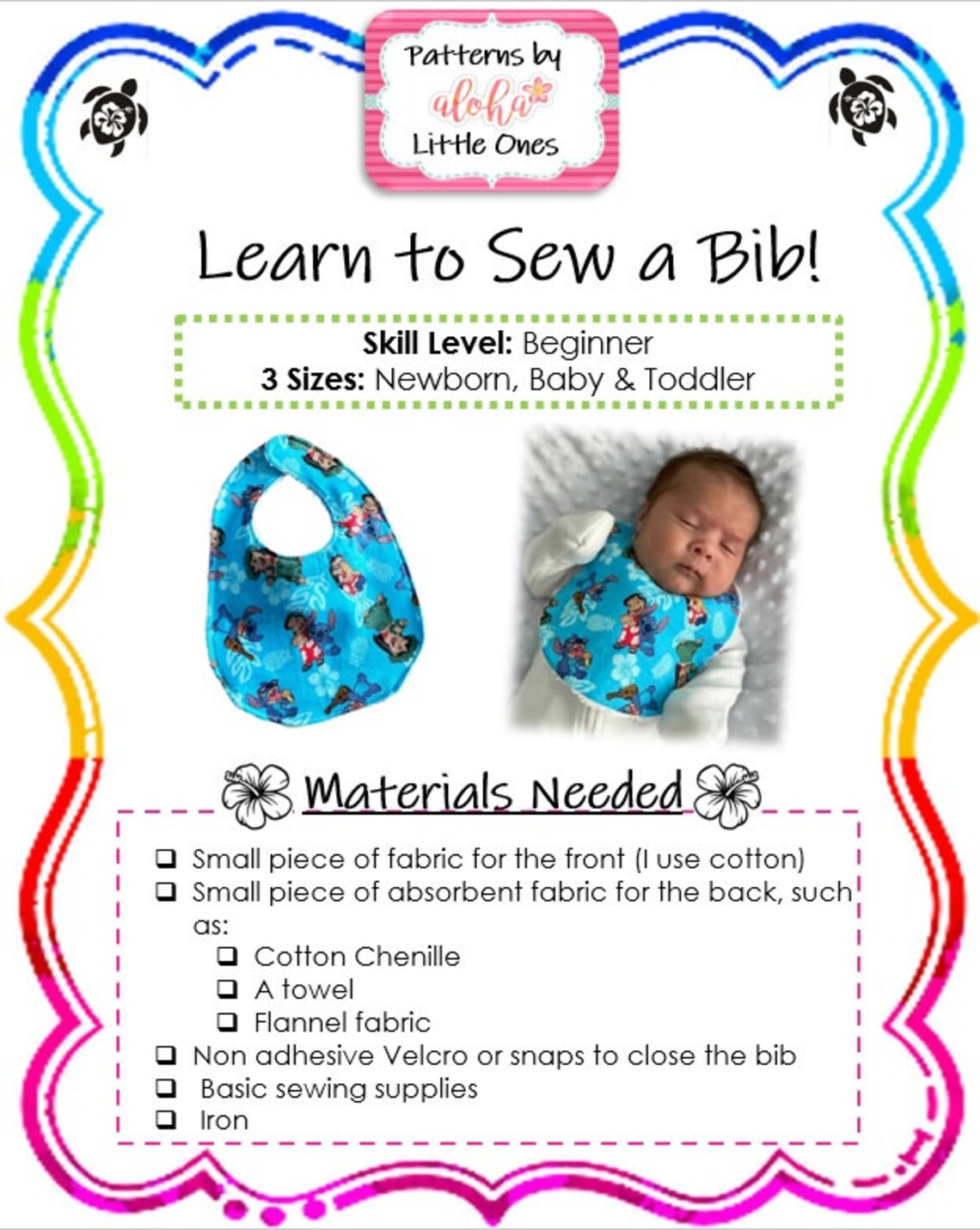 Learn to Sew an EASY Baby Bib DIY Tutorial How to - Etsy