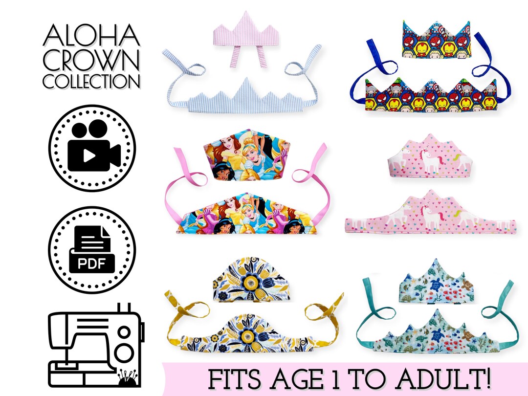Fabric Birthday Crowns Sewing Patterns & VIDEO Tutorials | Printable ...