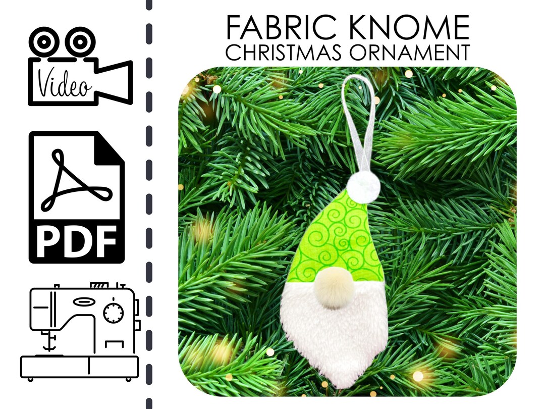 Fabric Gnome Christmas Tree Ornament Sewing Pattern & VIDEO Tutorial ...