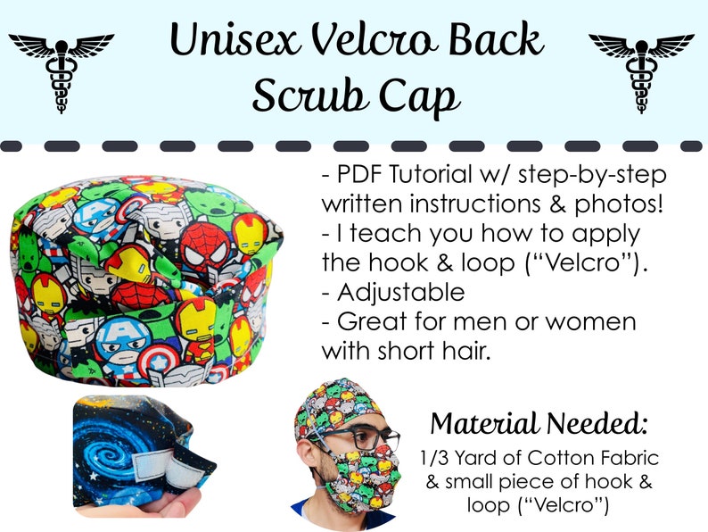 Unisex Scrub Caps & Mask Bundle Sewing Patterns With PDF or - Etsy