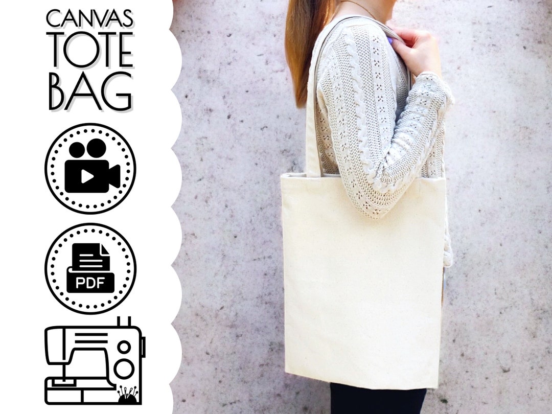 Canvas Tote Bag Sewing Pattern & VIDEO Tutorial | Printable PDF | Easy ...