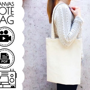 Canvas Tote Bag Sewing Pattern & VIDEO Tutorial | Printable PDF | Easy ...