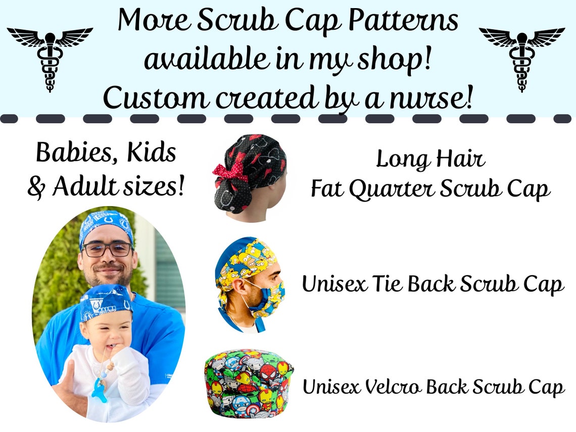 EASY Beginners Unisex Scrub Cap Pattern Women Men Mens - Etsy