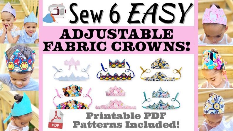 King Fabric Crown Sewing Pattern & VIDEO Tutorial | Printable PDF ...