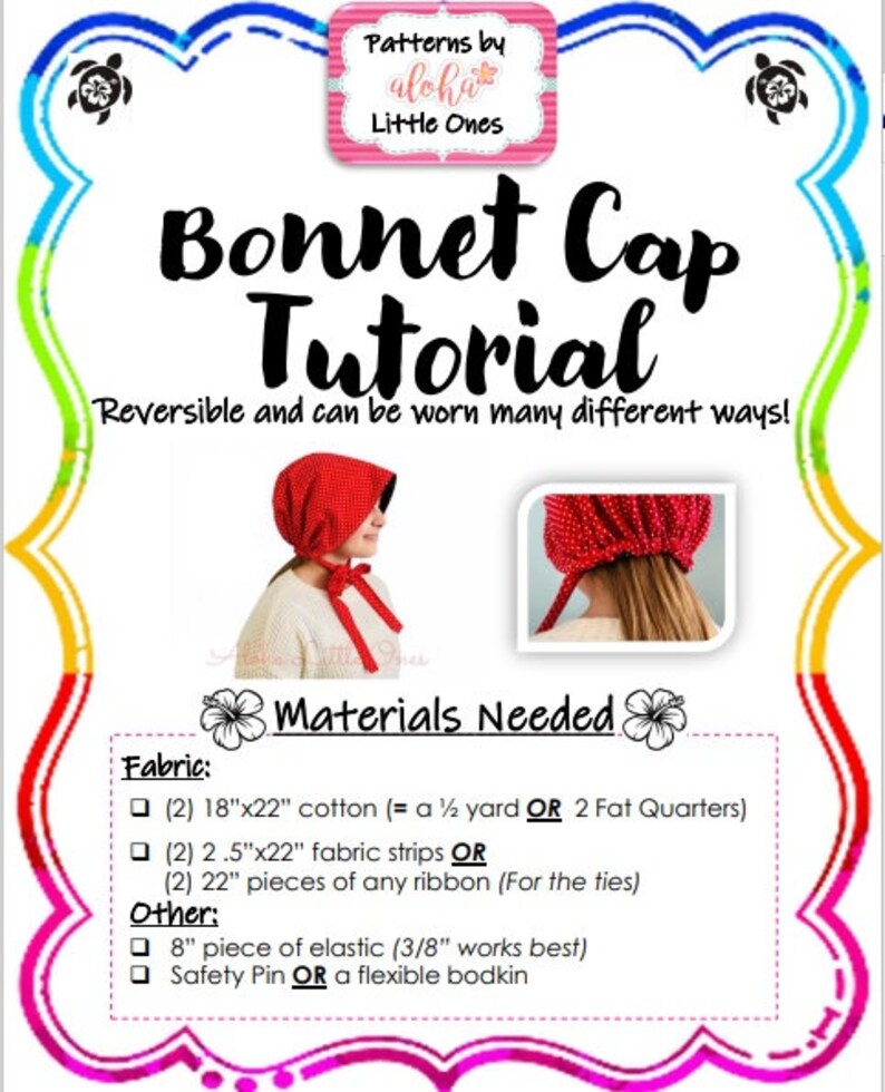 Learn to Sew a Reversible Bonnet Womens DIY PDF Quick - Etsy