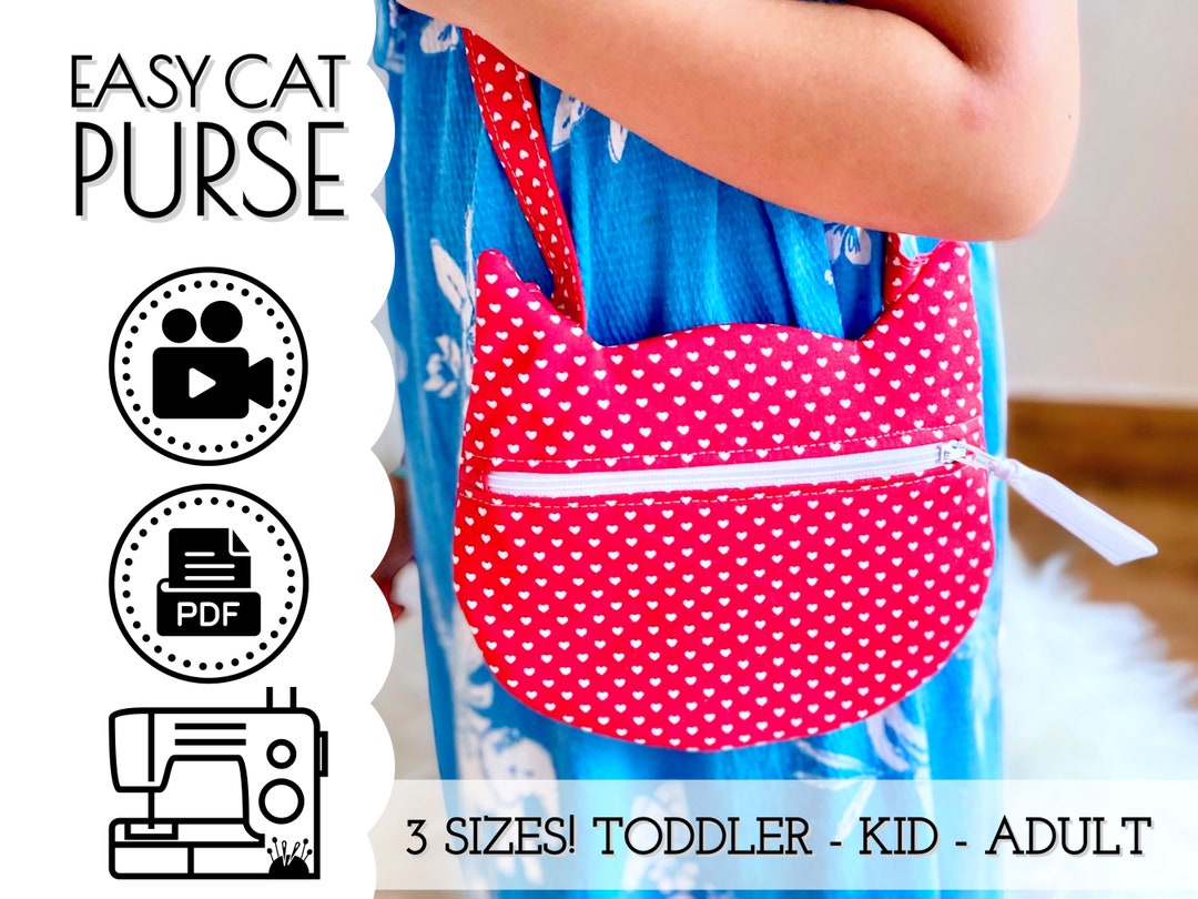 EASY Zippered Cat Purse Sewing Pattern & Video Tutorial | Printable PDF ...