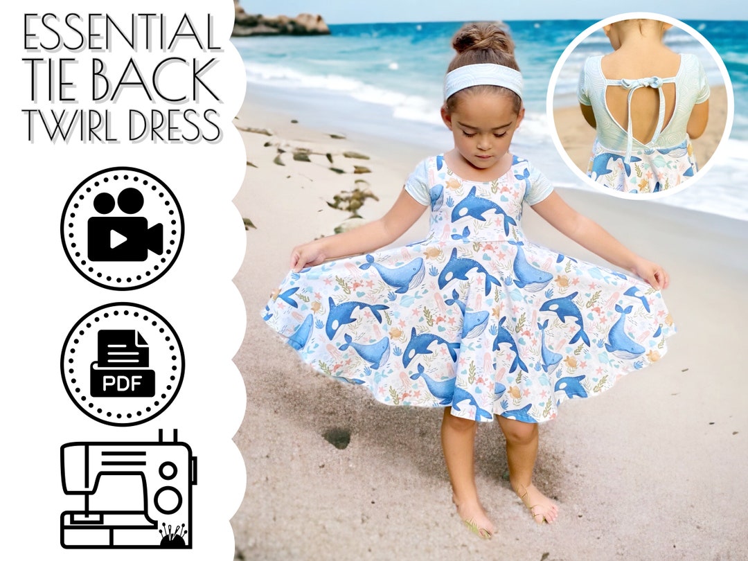 Girls Essential Tie Back Twirl Sun Dress Sewing Pattern & VIDEO ...