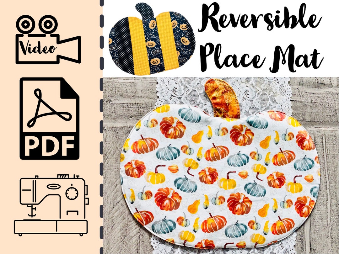Reversible Pumpkin Place Mat Sewing Pattern & Tutorial | Table Decor ...