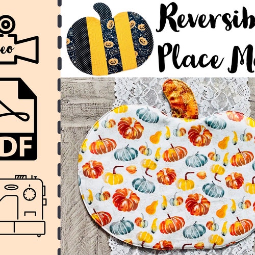 Reversible Pumpkin Place Mat Sewing Pattern & Tutorial Table - Etsy