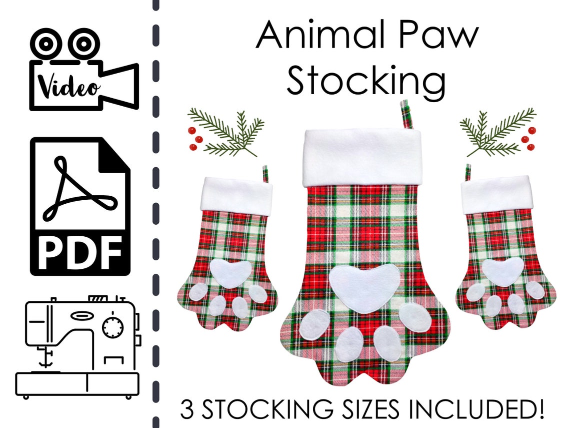 Animal Paw Stocking Sewing Pattern & Tutorial Christmas - Etsy
