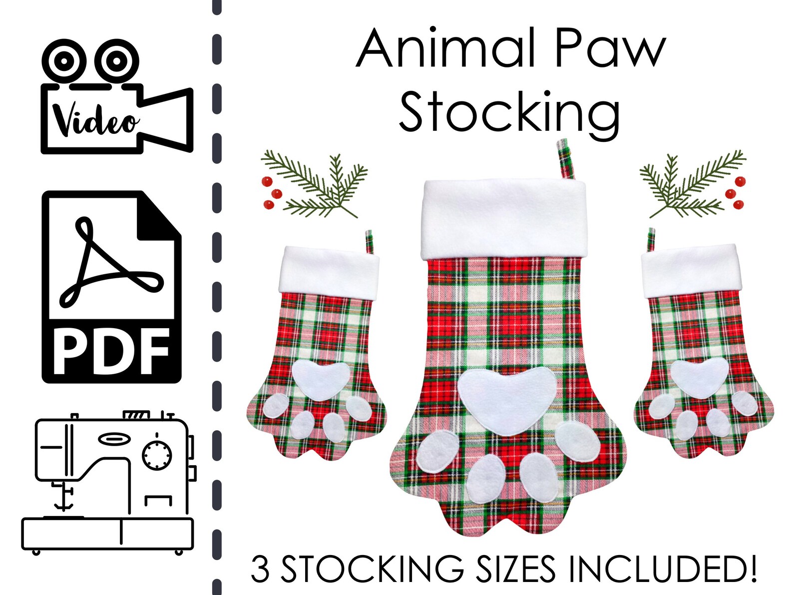 Animal Paw Stocking Sewing Pattern & Tutorial Christmas - Etsy