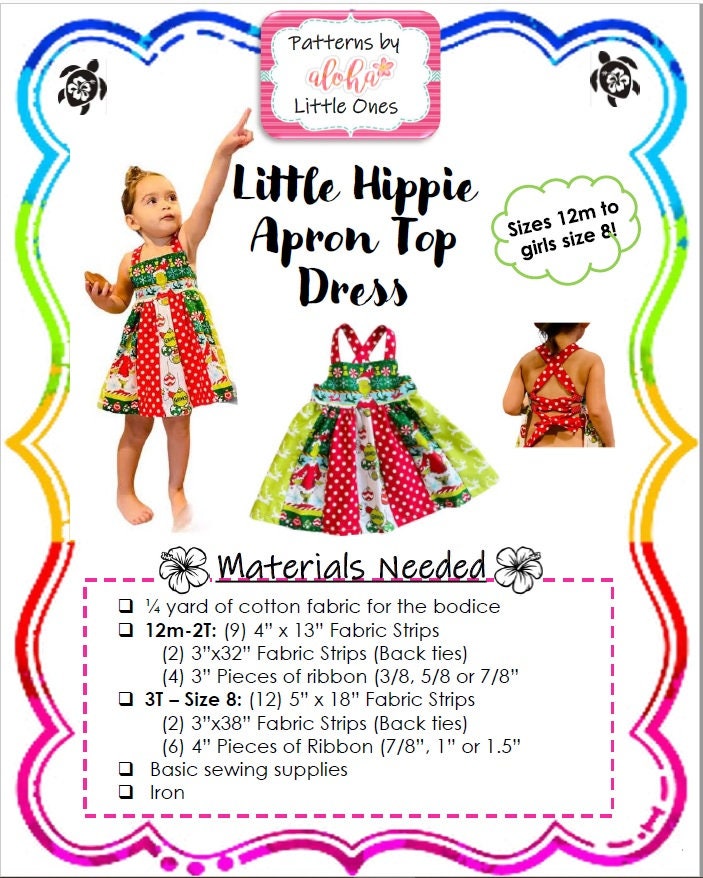 Learn to Sew a Patchwork Little Hippie Apron Top Dress - DIY - PDF ...