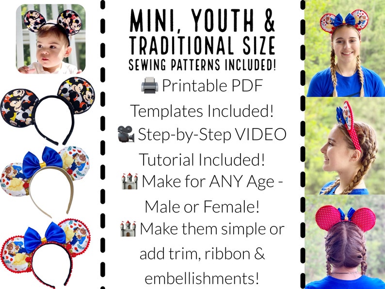 BESTSELLER Mouse Ears Sewing Pattern Template & Video Tutorial - Etsy