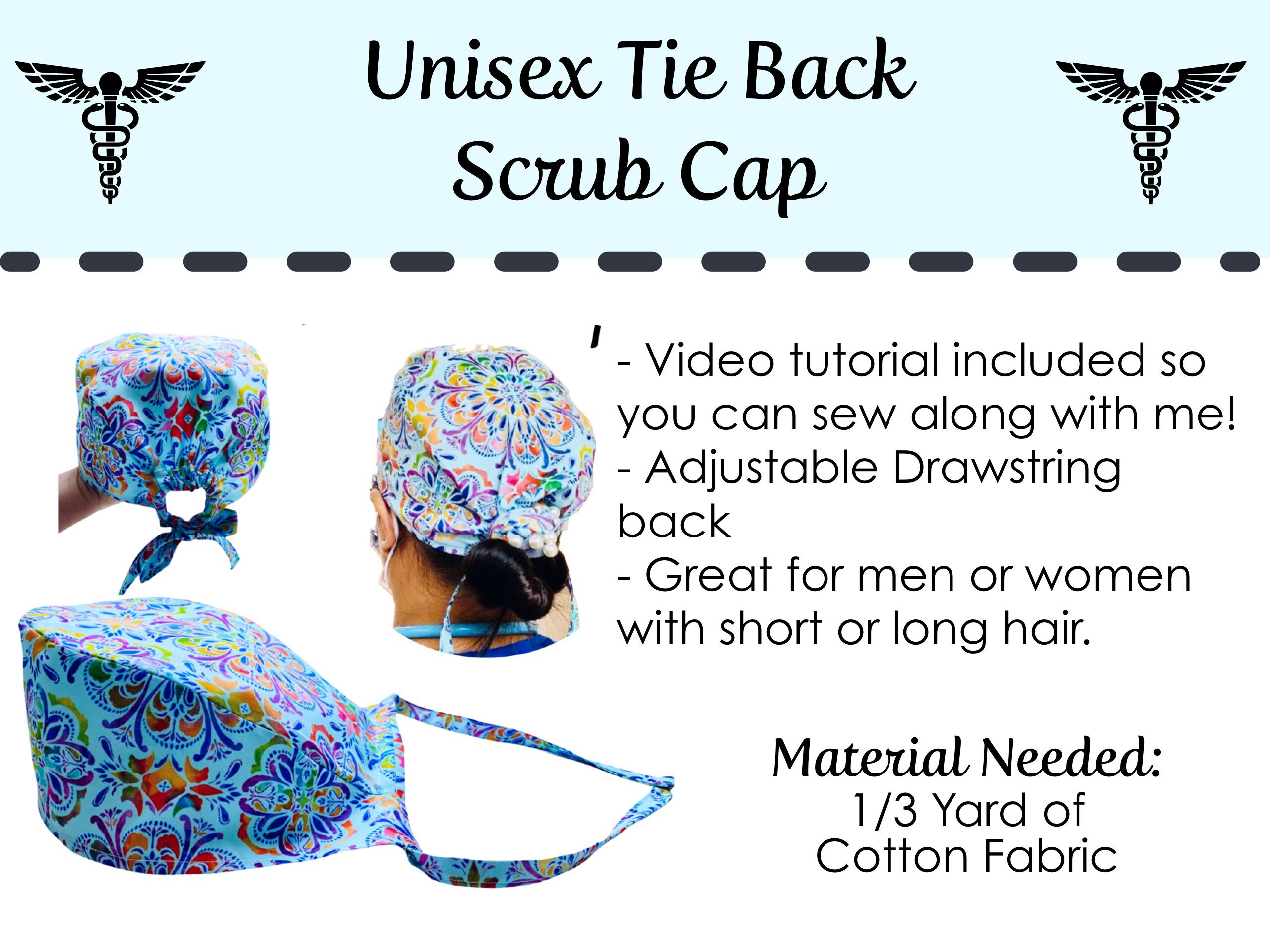 Unisex Scrub Caps & Mask Bundle Sewing Patterns With PDF or | Etsy