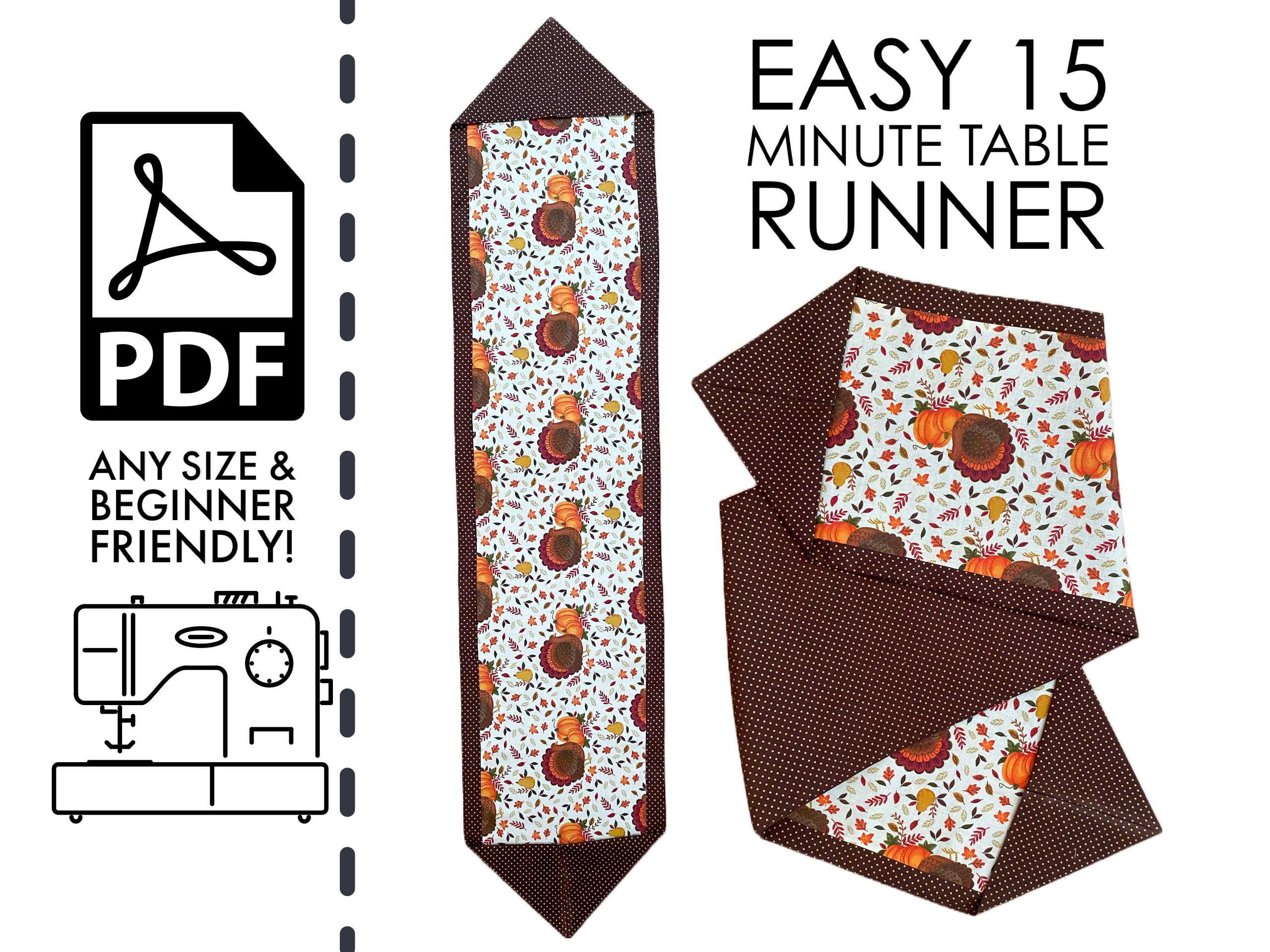 EASY 15 Minute Table Runner Sewing Tutorial Sew Pattern - Etsy