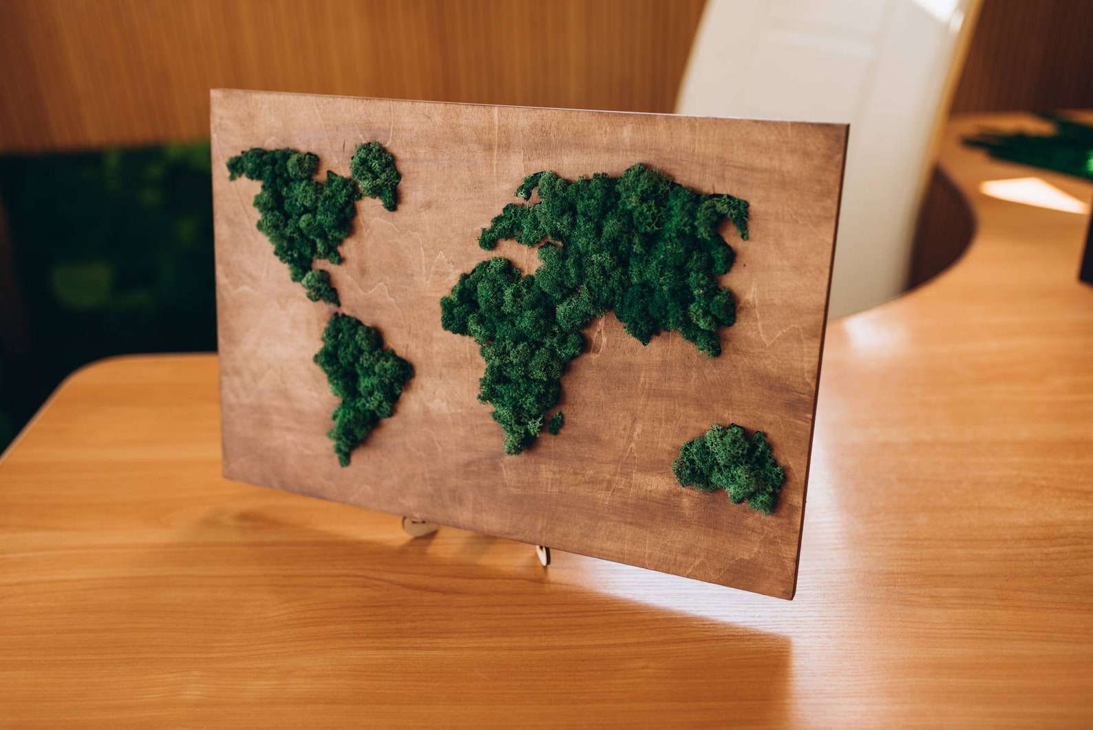 Moss World Map Wooden Wall Map World Map Office Wall Decor - Etsy