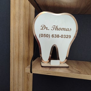 Custom Tooth Holder With Name Tags Dental Office Decor Qr Code Sign ...