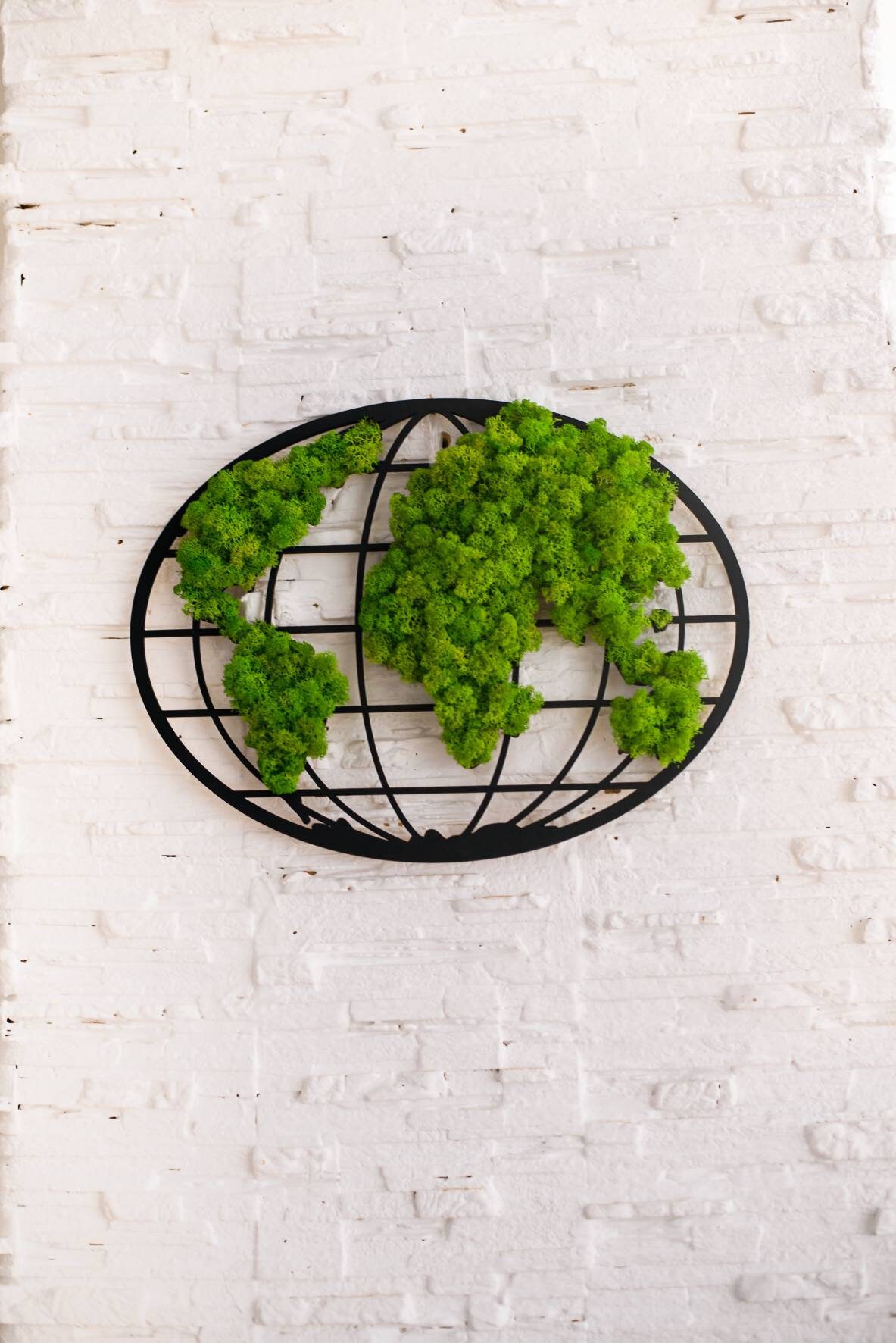 Moss World Map Wooden Wall Map Moss Wall Art Preserved Moss | Etsy