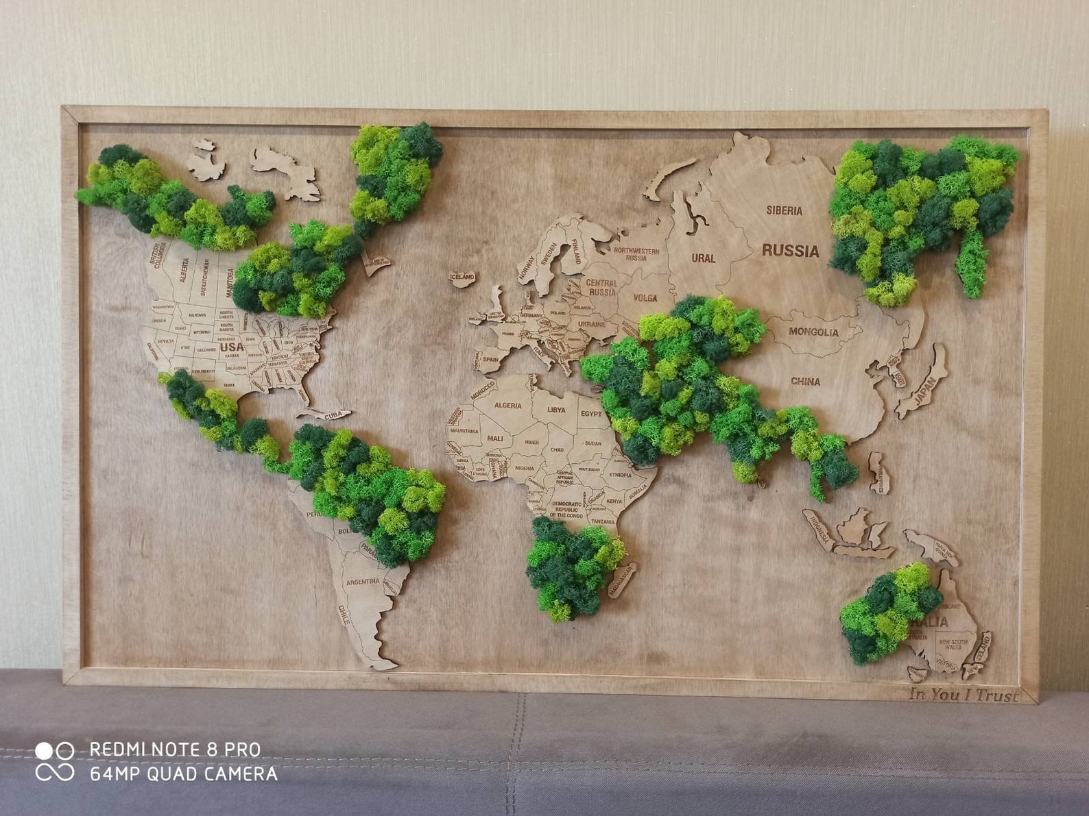 Moss world map Preserved moss wall Moss wall art | Etsy