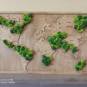Moss World Map, Preserved Moss Wall, Moss Wall Art, Housewarming Gift ...