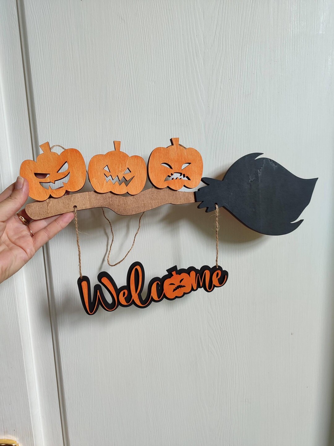 Halloween Door Welcome Sign Autumn Front Porch Decor, Pumpkin Patch ...