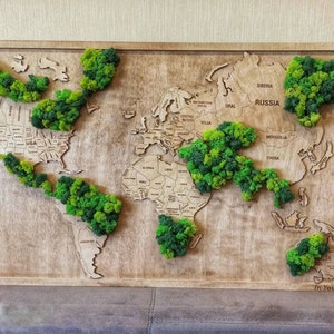 Moss World Map, Preserved Moss Wall, Moss Wall Art, Housewarming Gift ...