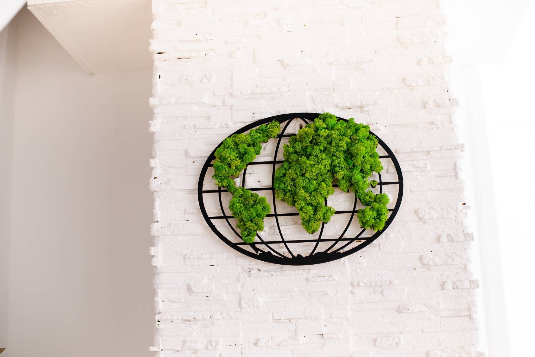 Moss World Map Wooden Wall Map Moss Wall Art Preserved Moss | Etsy