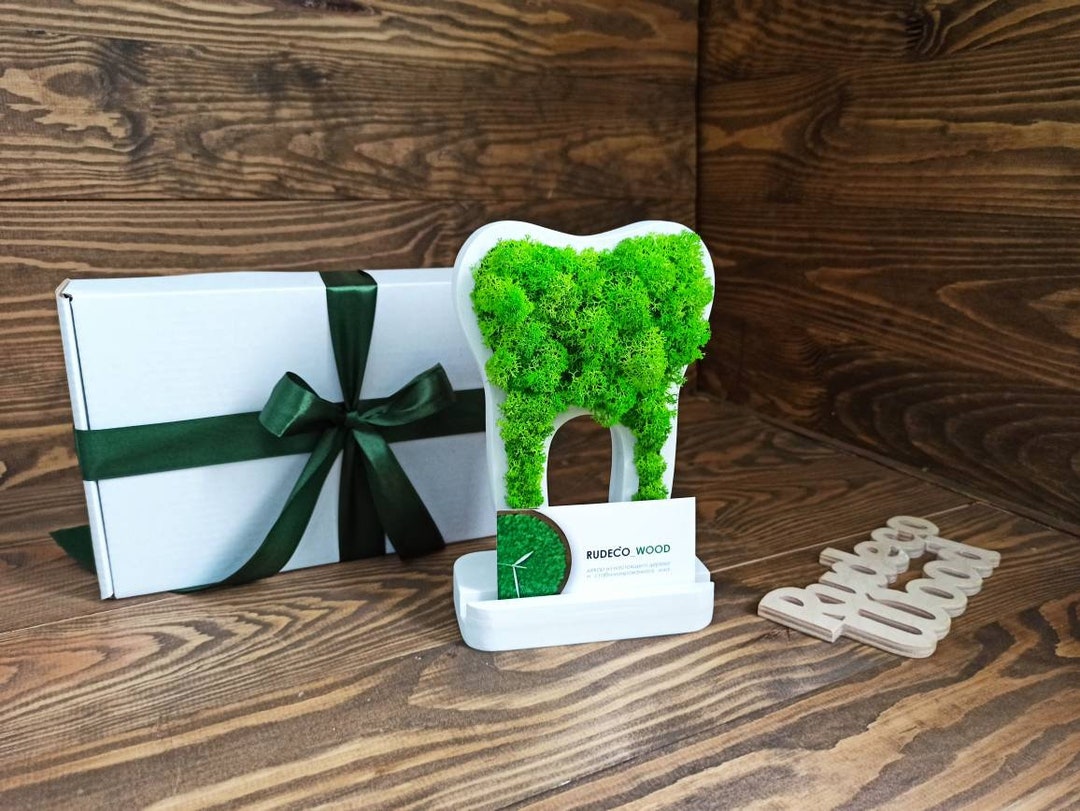 Custom Card Holder Moss Tooth Orthodontist Gift Business Card Stand ...