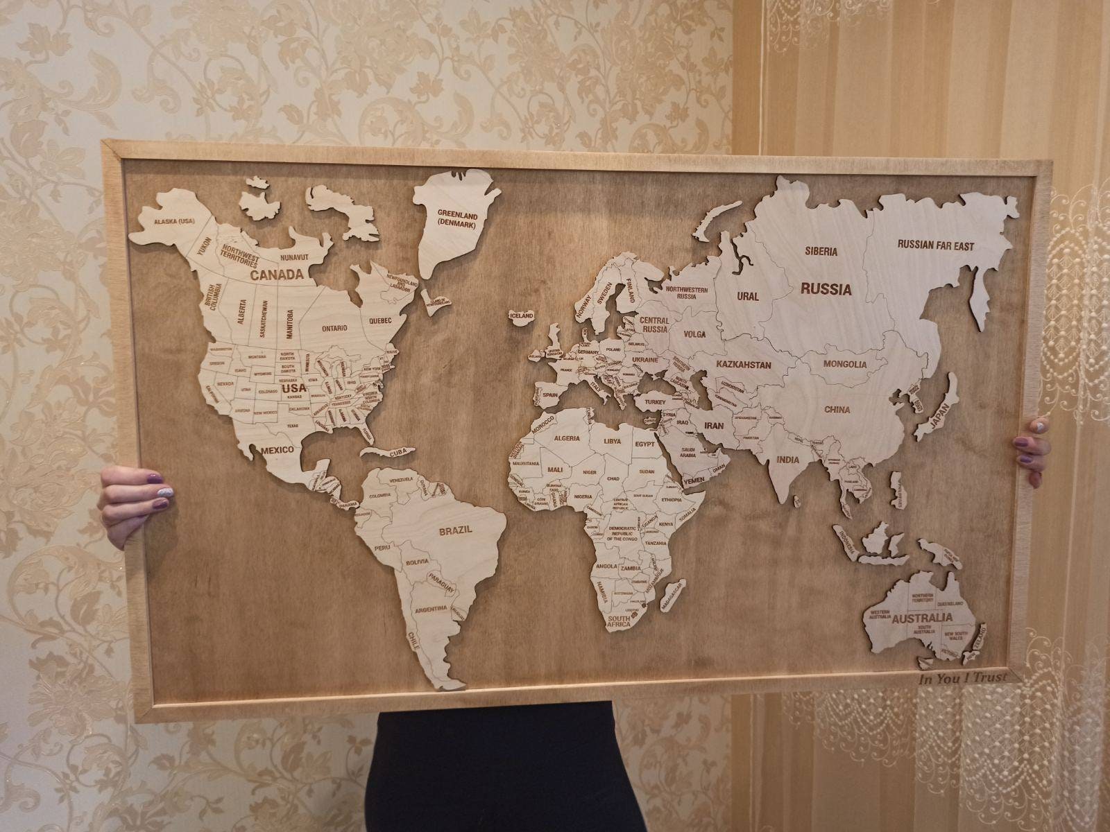 World map wall art Wooden map World map framed Travel gift | Etsy