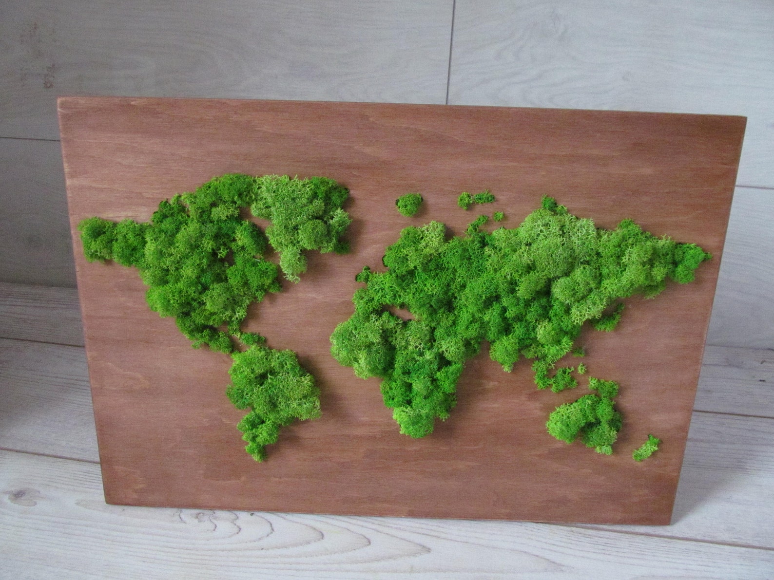 Moss world map Wooden wall map World map Office wall decor | Etsy