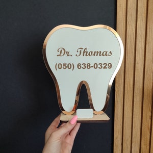 Custom Tooth Holder With Name Tags Dental Office Decor Qr Code Sign ...