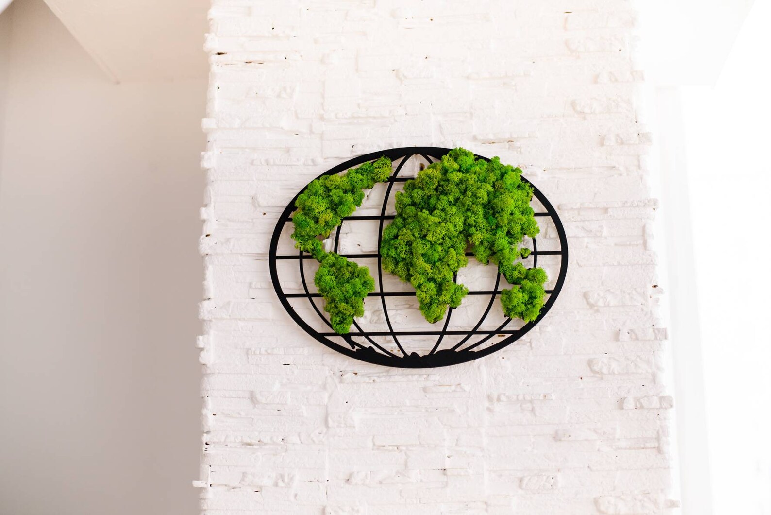 Moss World Map Wooden Wall Map Moss Wall Art Preserved Moss | Etsy