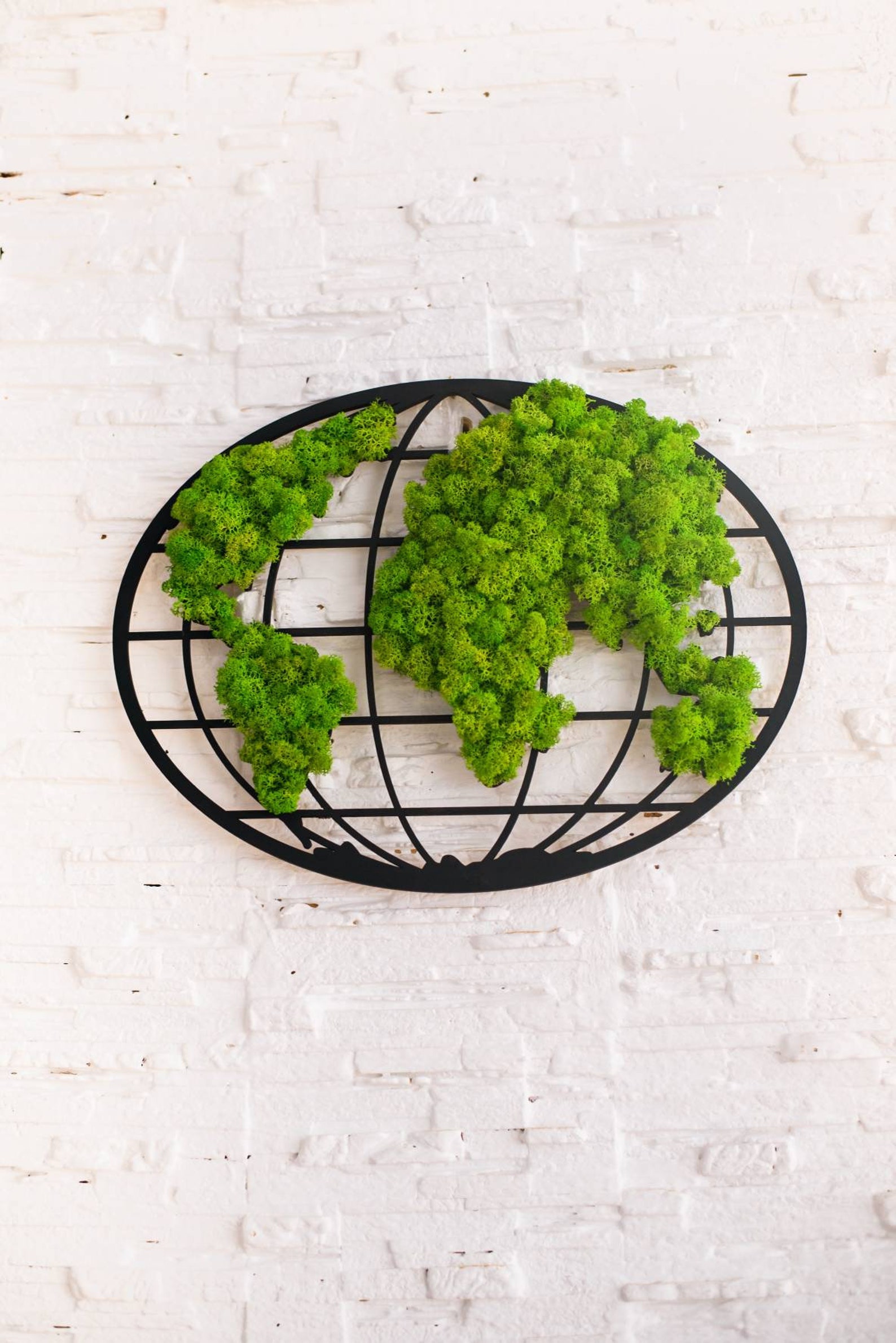 Moss World Map Wooden Wall Map Moss Wall Artcouples Gift - Etsy