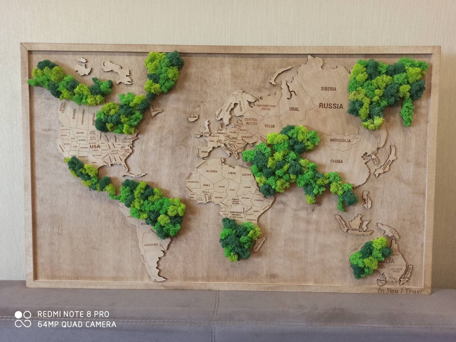 Moss world map Preserved moss wall Moss wall art | Etsy