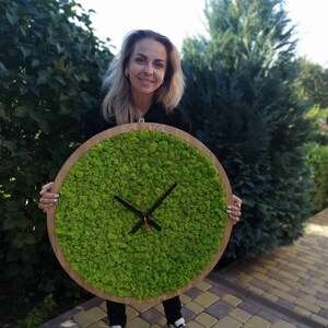 Moss Clock, Wooden Eco Clock With Preserved Moss, Wall Clock, Modern ...